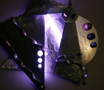 neon sculpture with a neon wall sculpture and brushed metal and neon ...